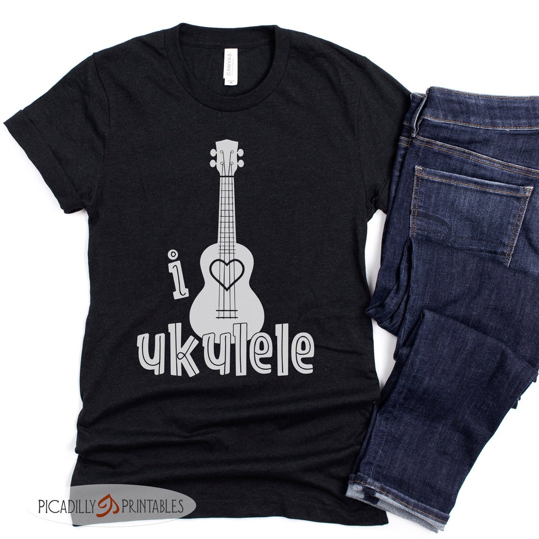 I Love Ukulele T-shirt Hawaiian Uke Short-sleeve Unisex Hawaii Tee ...