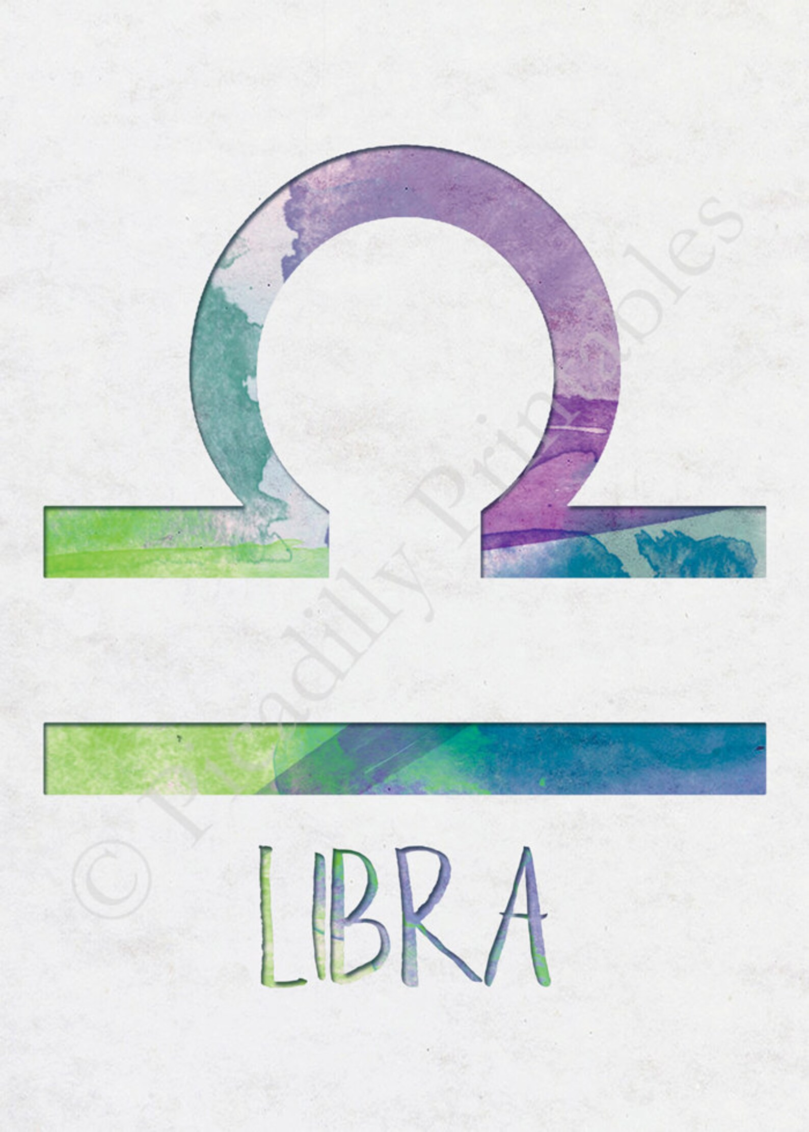 Libra the Scales Zodiac Symbol Purple Blue Green Watercolor - Etsy España