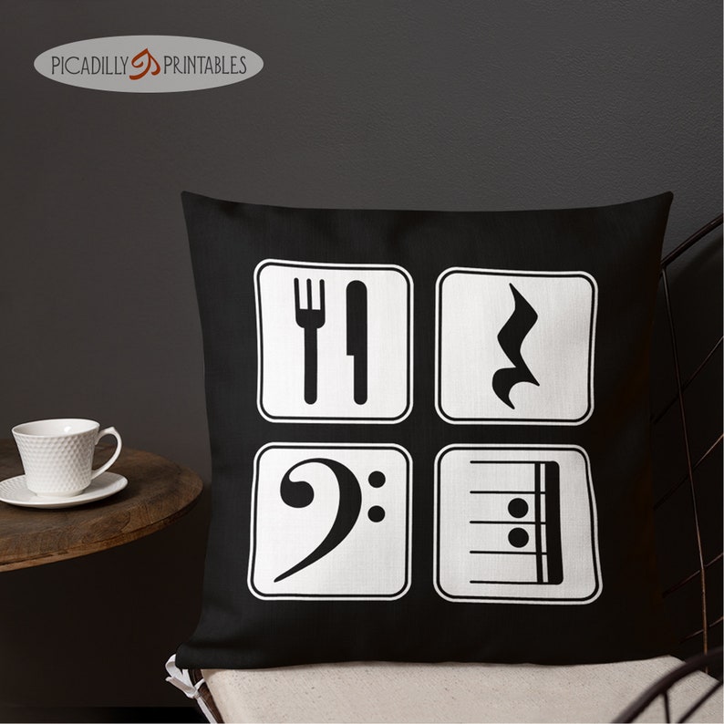 Bass Clef Pillow Eat Rest Play Repeat Music Symbols - Etsy