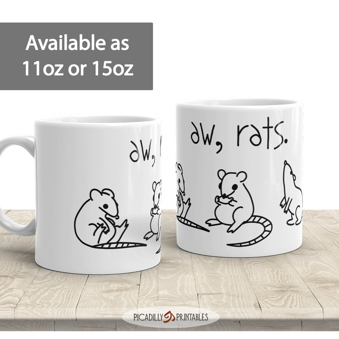 Aw Rats Coffee Mug - Cute Rat Trio Gift - Two Sizes Available - 11oz or ...