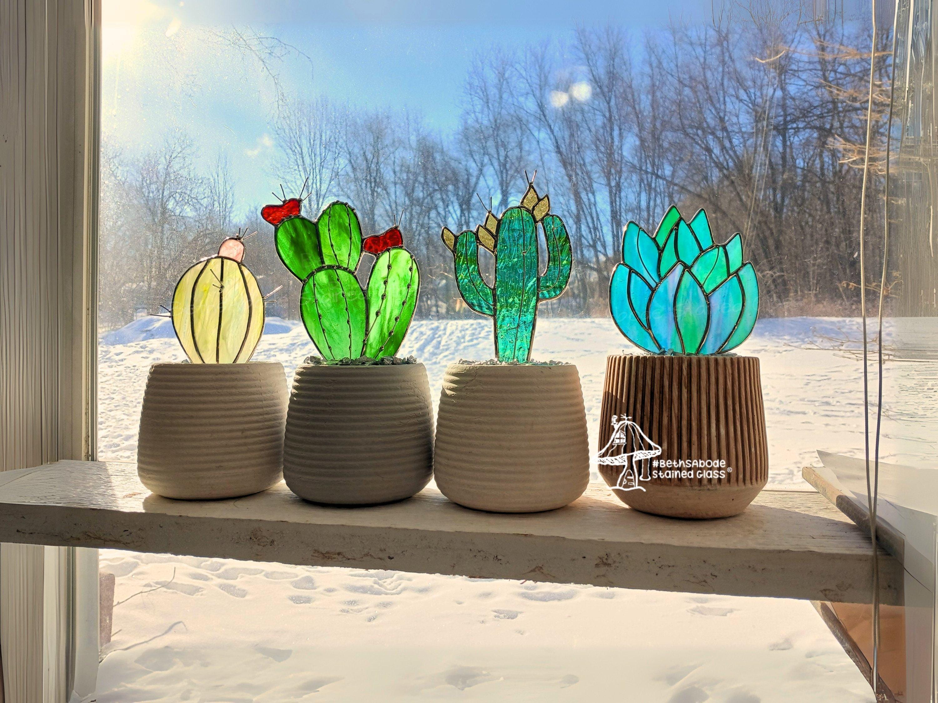 Easy Stained Glass Succulents Pattern With Instructions - Cactus Plant ...