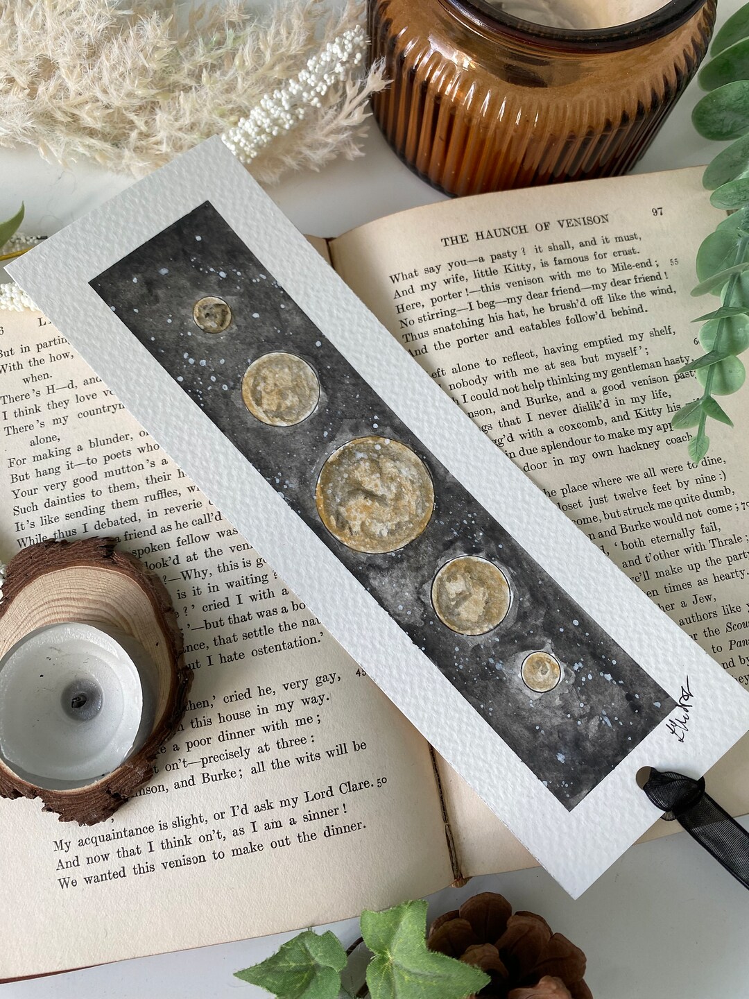 Hand Painted Bookmark, Luna Bookmark, Moon Bookmark - Etsy UK
