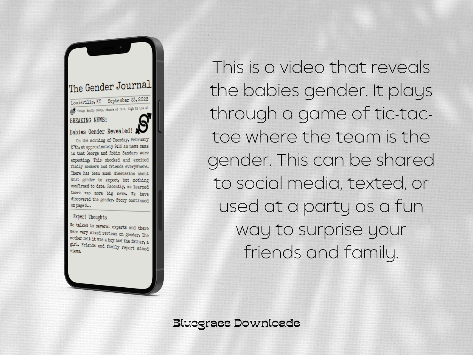 Newspaper Gender Reveal Video - Digital Baby Gender Announcement -boy ...