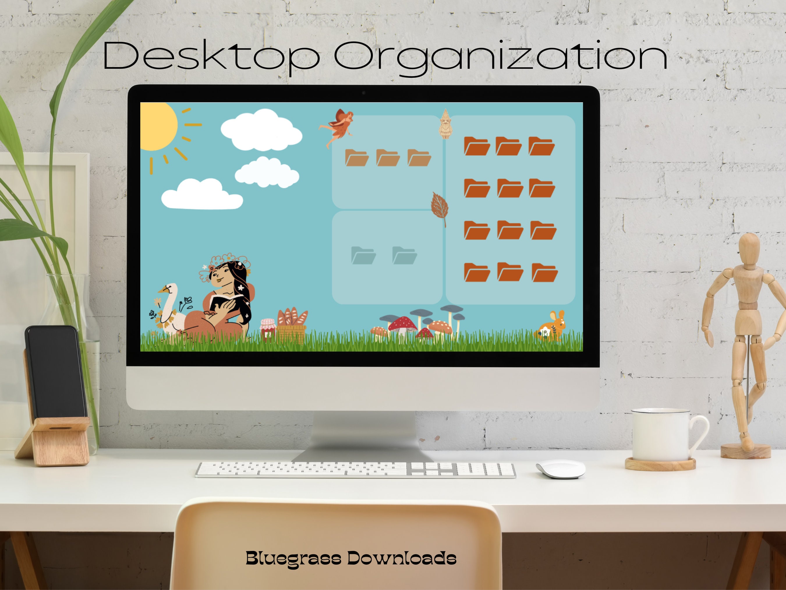Desktop Wallpaper Organization - Cottage Core Editable Wallpaper for ...