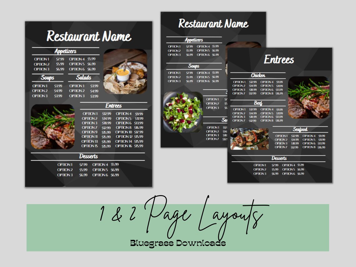 Simple Restaurant Menu Template - Editable Menu Template - Digital Menu ...