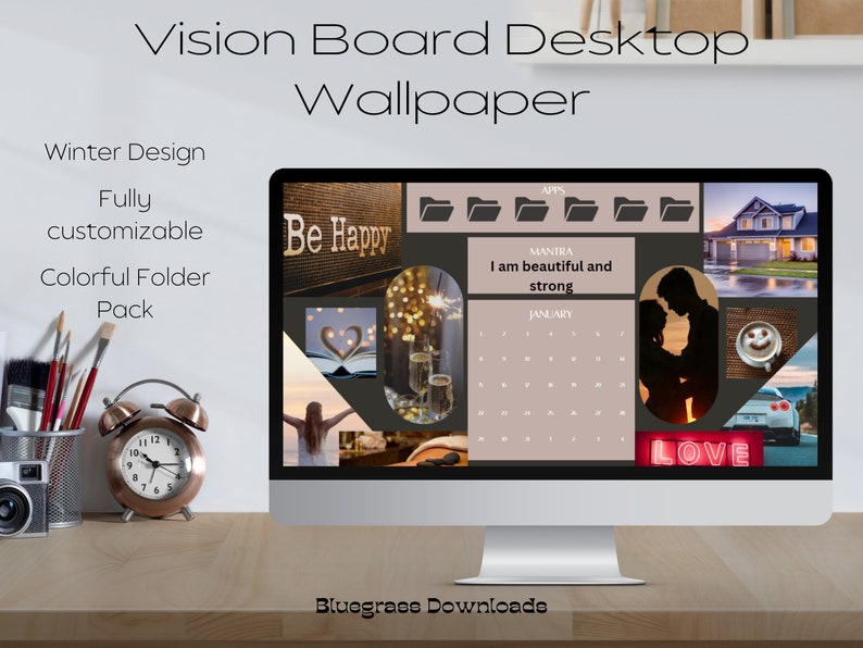 Vision Board Desktop Wallpaper Organization Manifestation Vision Board ...
