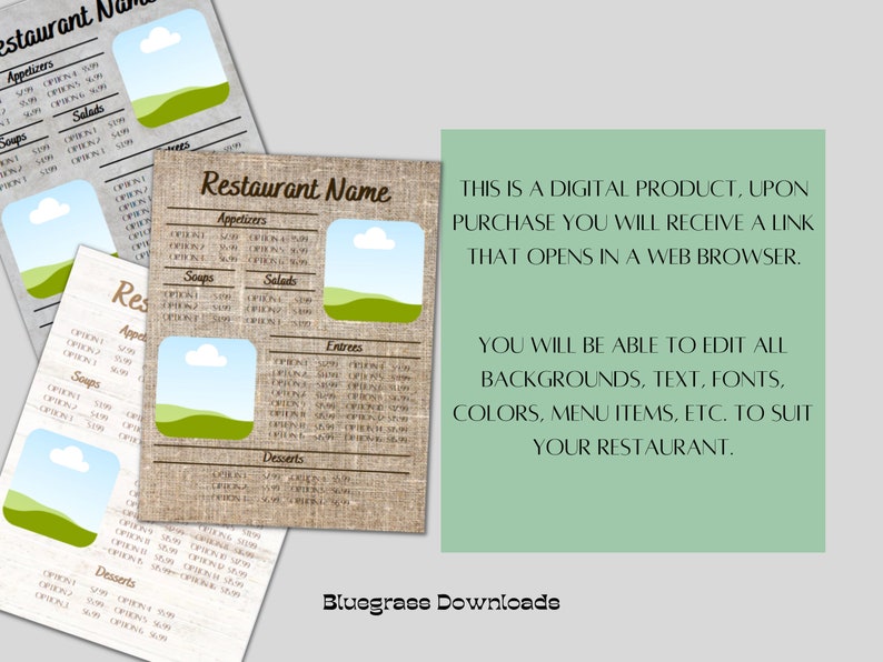Simple Restaurant Menu Template - Editable Menu Template - Digital Menu ...