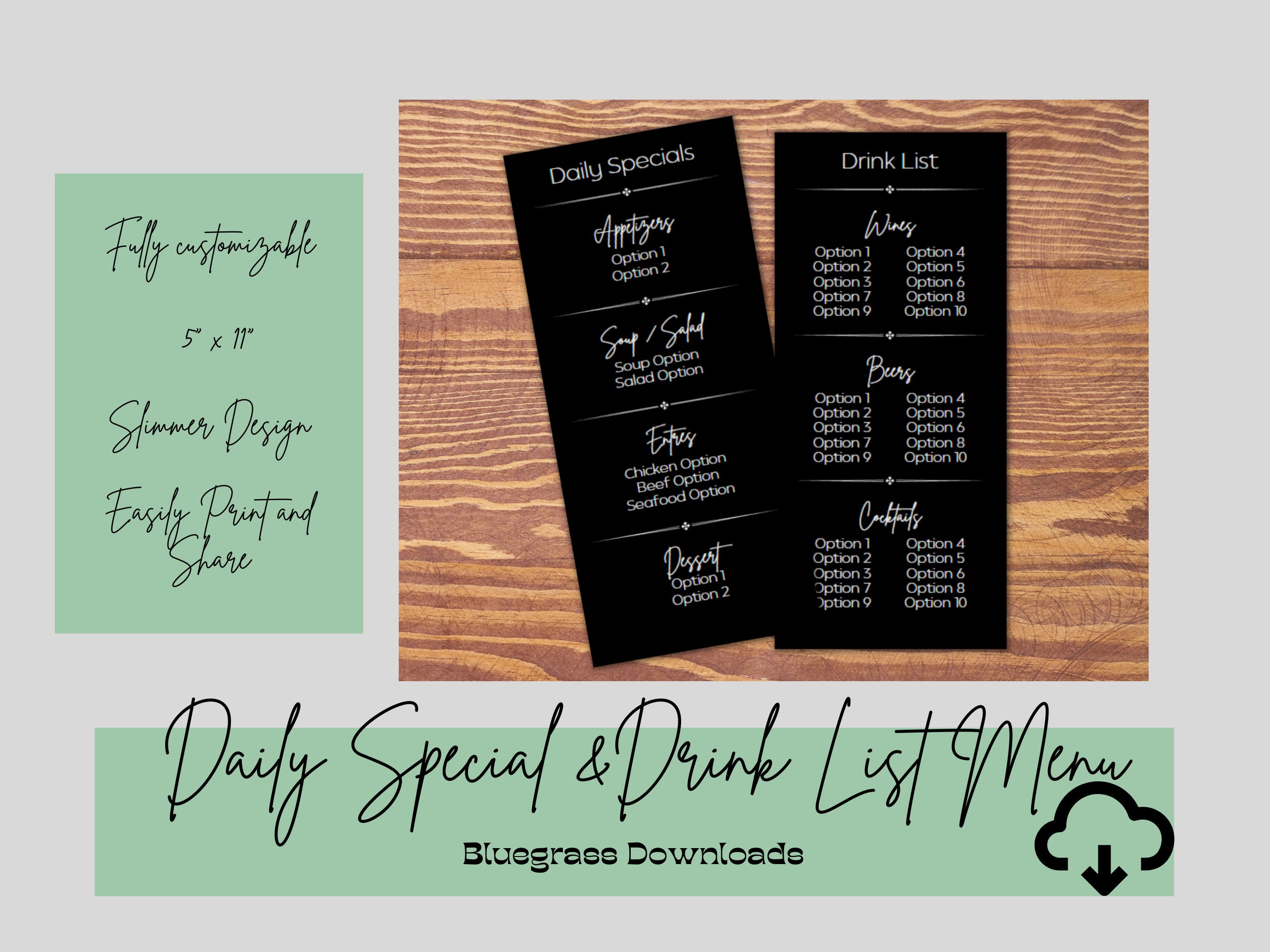 Classic Restaurant Menu Template - Daily Special Menu - Drink List Menu ...