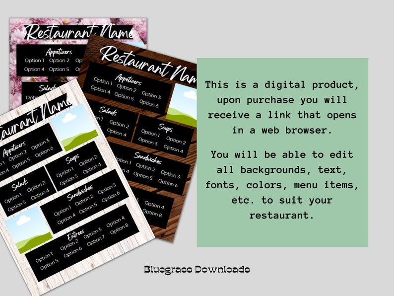 Chevron Restaurant Menu Template - Editable Menu Template - Digital ...