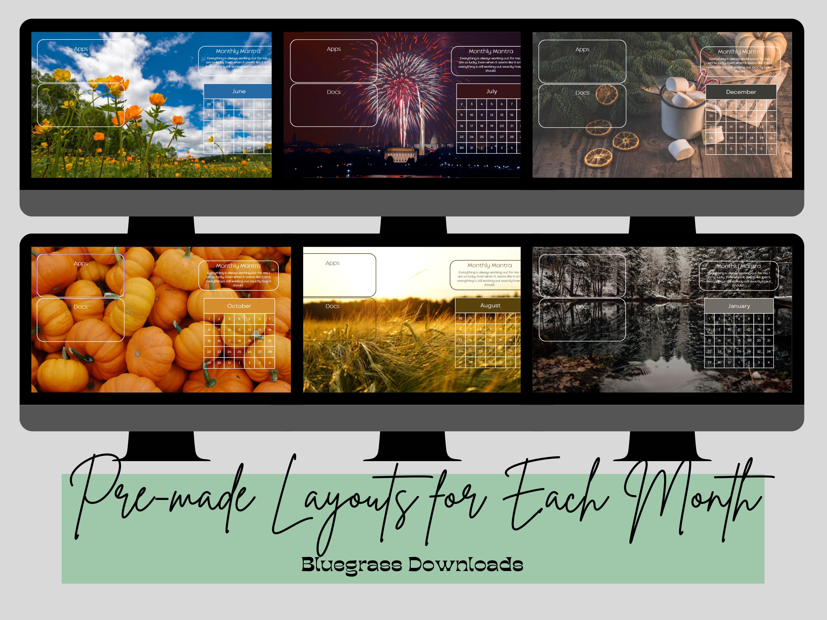 Seasonal Desktop Wallpaper - Monthly Mantra and Calendar - Computer ...