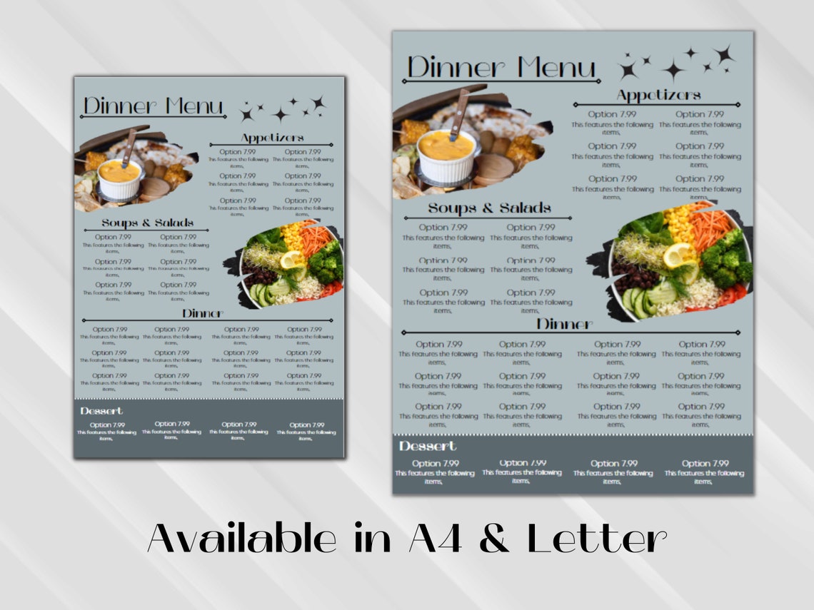 Boho Restaurant Menu Template Editable Menu Template Digital Menu ...