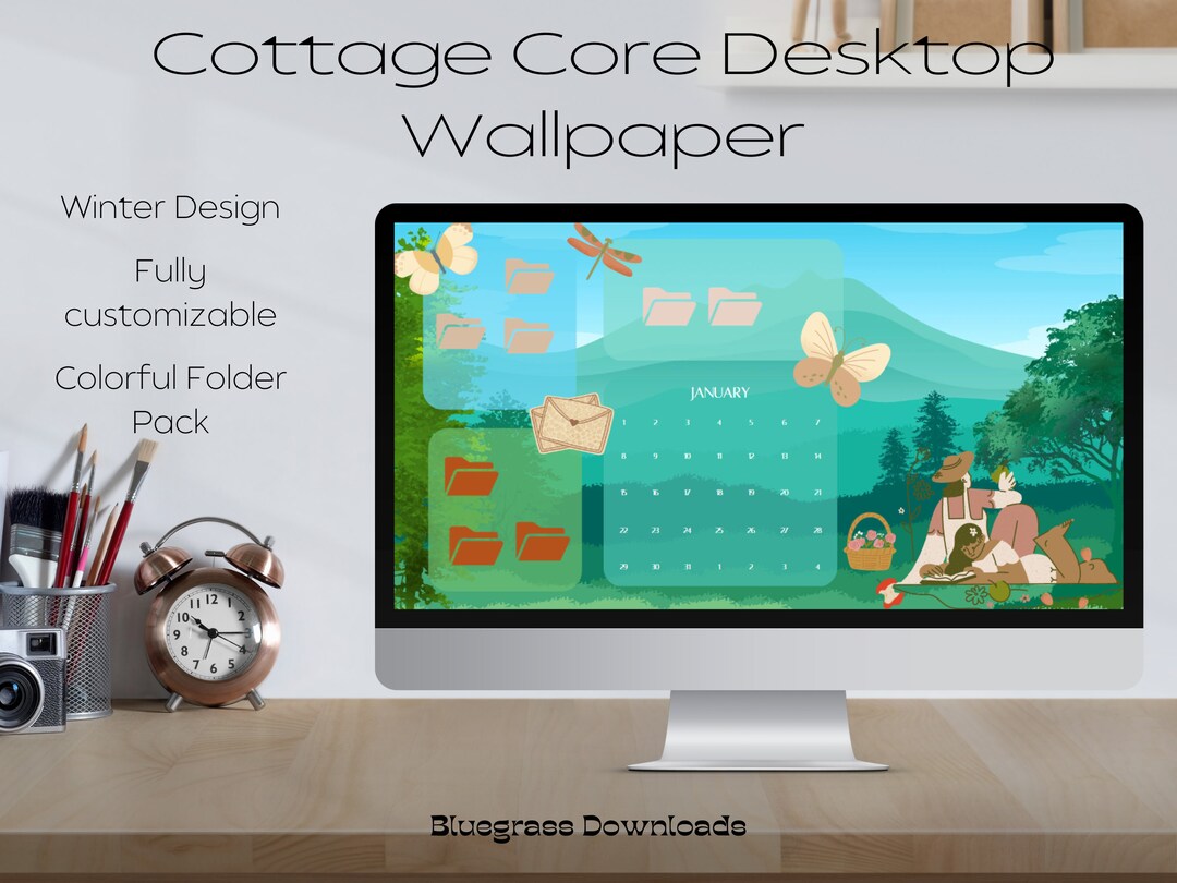 Desktop Wallpaper Organization - Cottage Core Editable Wallpaper for ...