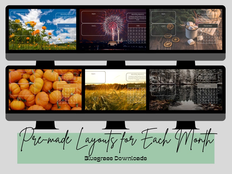 Seasonal Desktop Wallpaper - Monthly Mantra and Calendar - Computer ...