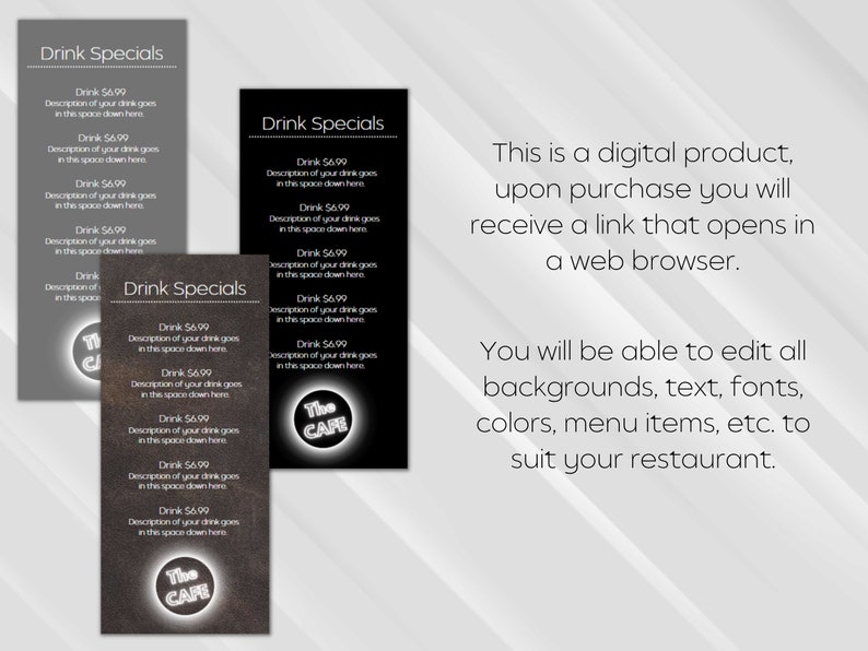 Modern Restaurant Drink Menu Template - Daily Specials Template ...