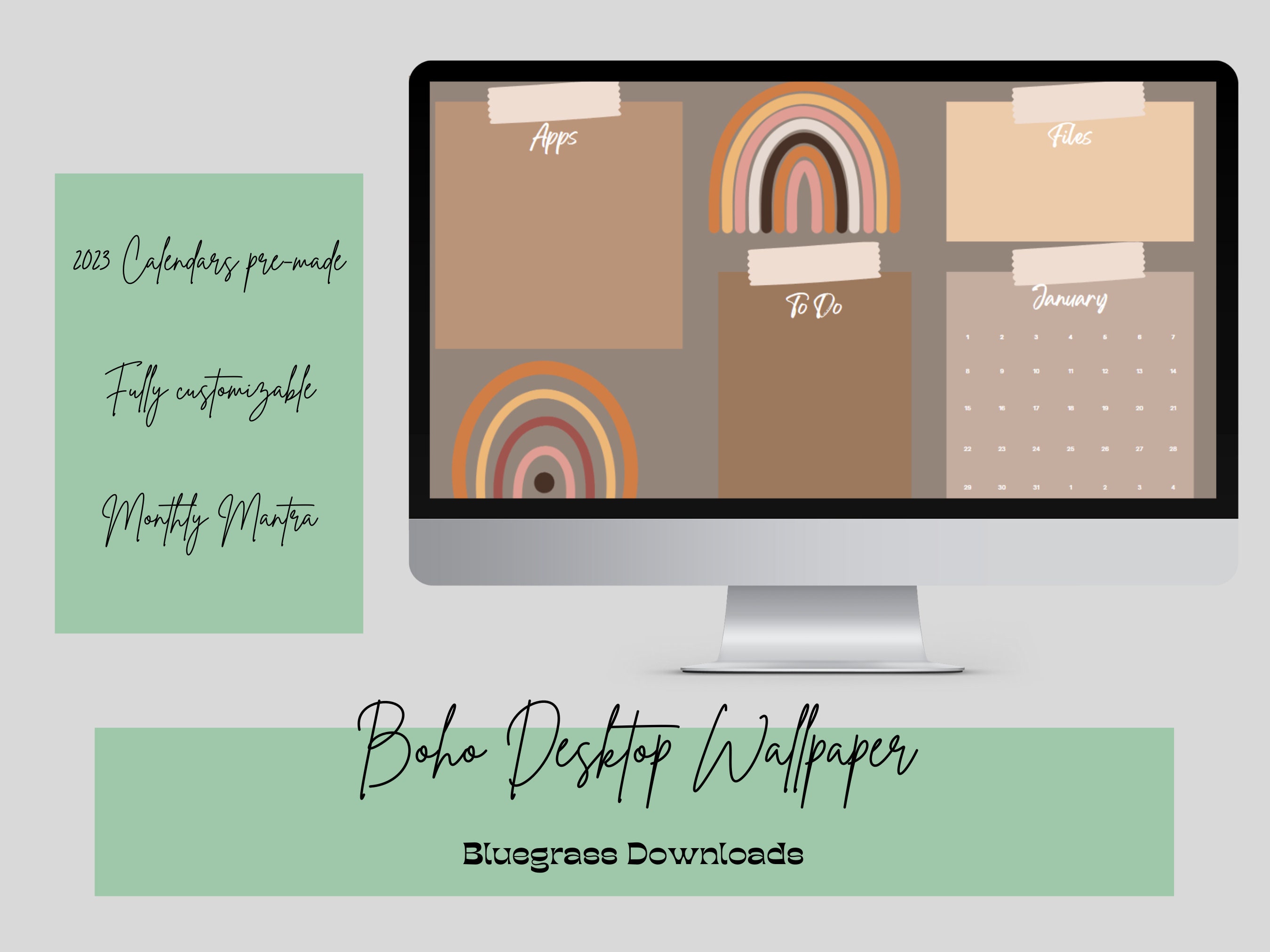 Boho Desktop Wallpaper - Organized Desktop Background - Computer ...