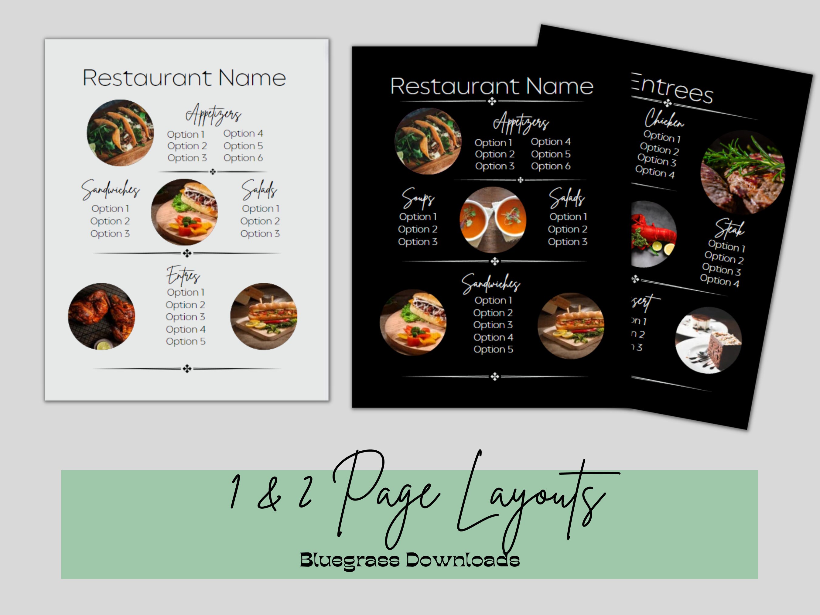 Black Restaurant Menu Template Editable Menu Template Digital Menu ...