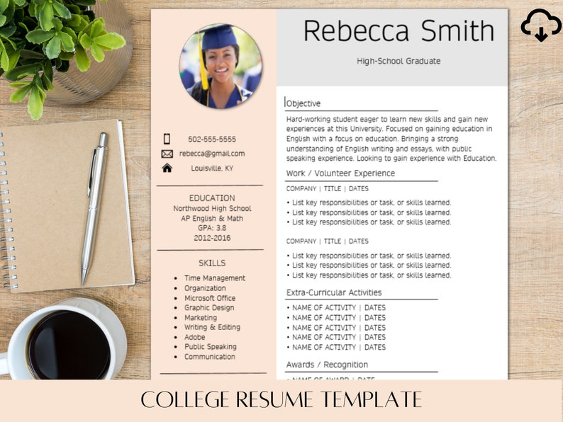 College Resume Template - Microsoft Word Student Resume, Essay ...