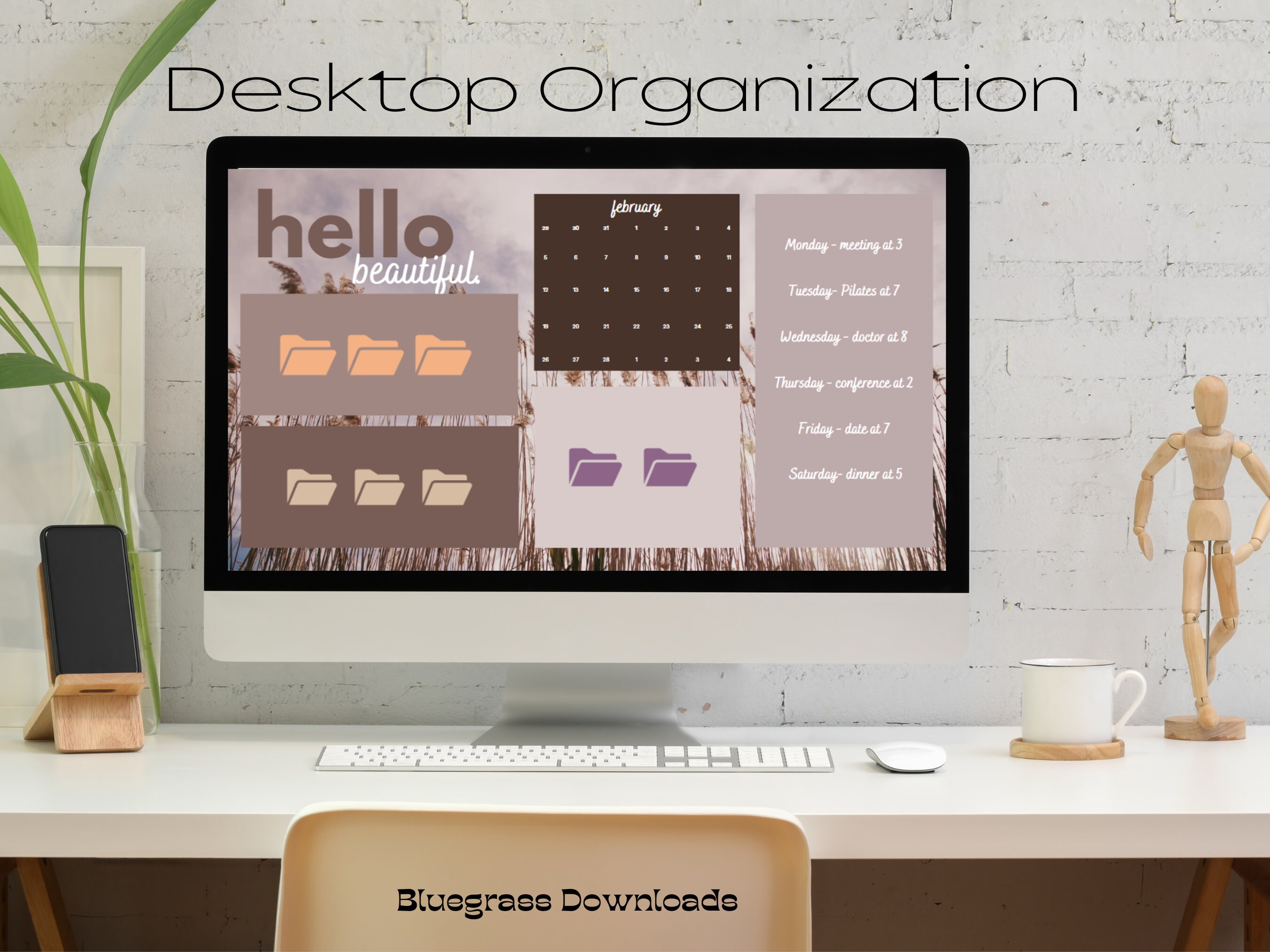 Desktop Wallpaper - Boho Organized Background - Editable Computer ...
