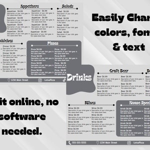 Restaurant Menu Template - Editable Menu Template - Front and Back ...