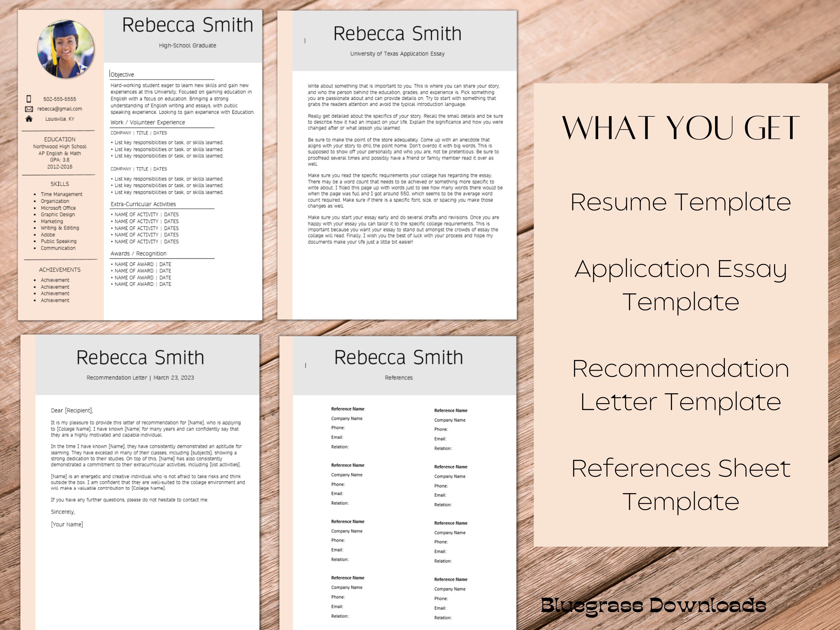 College Resume Template - Microsoft Word Student Resume, Essay ...
