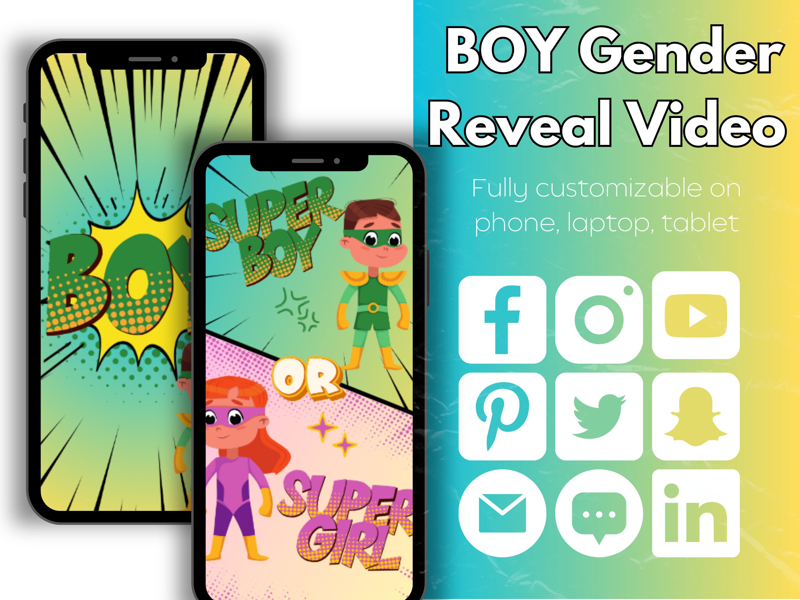 Instant Download - Superhero Gender Reveal Video - Digital Pregnancy ...