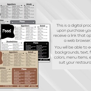 Restaurant Menu Template - Editable Menu Template - Front and Back ...