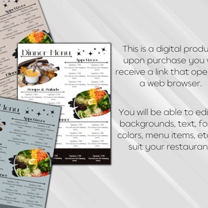 Boho Restaurant Menu Template - Editable Menu Template - Digital Menu ...