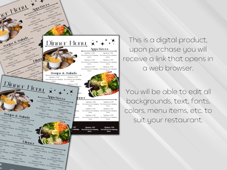 Boho Restaurant Menu Template - Editable Menu Template - Digital Menu ...