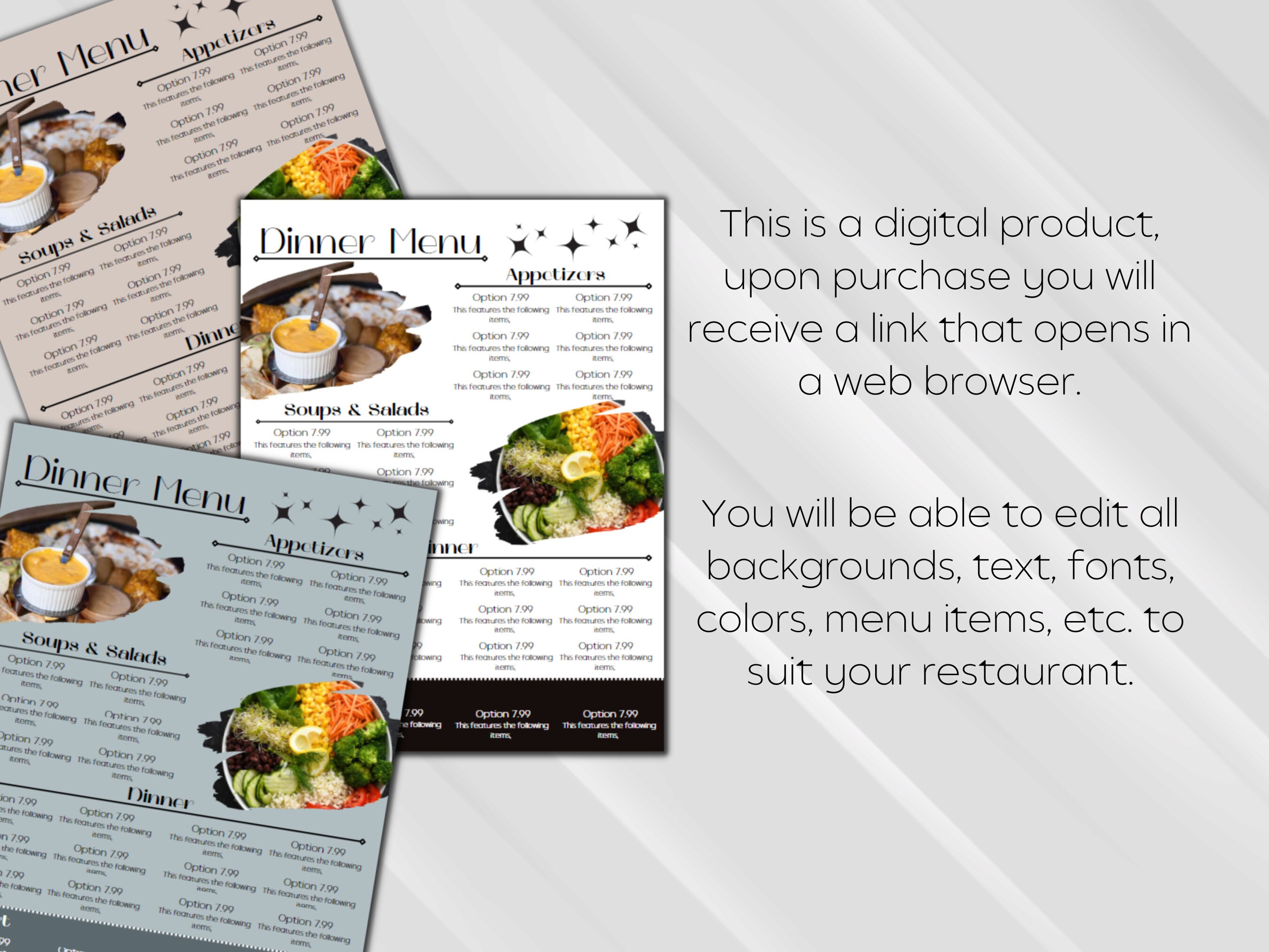 Boho Restaurant Menu Template - Editable Menu Template - Digital Menu ...