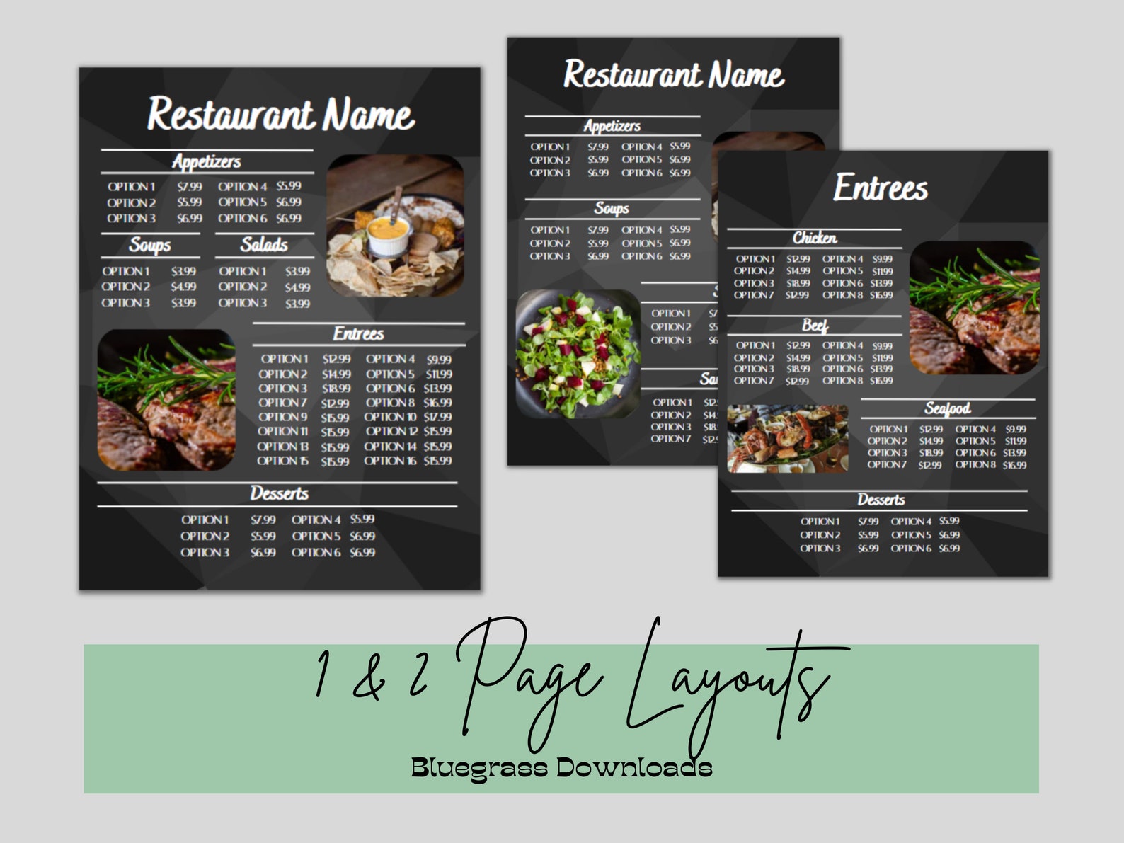 Simple Restaurant Menu Template - Editable Menu Template - Digital Menu ...