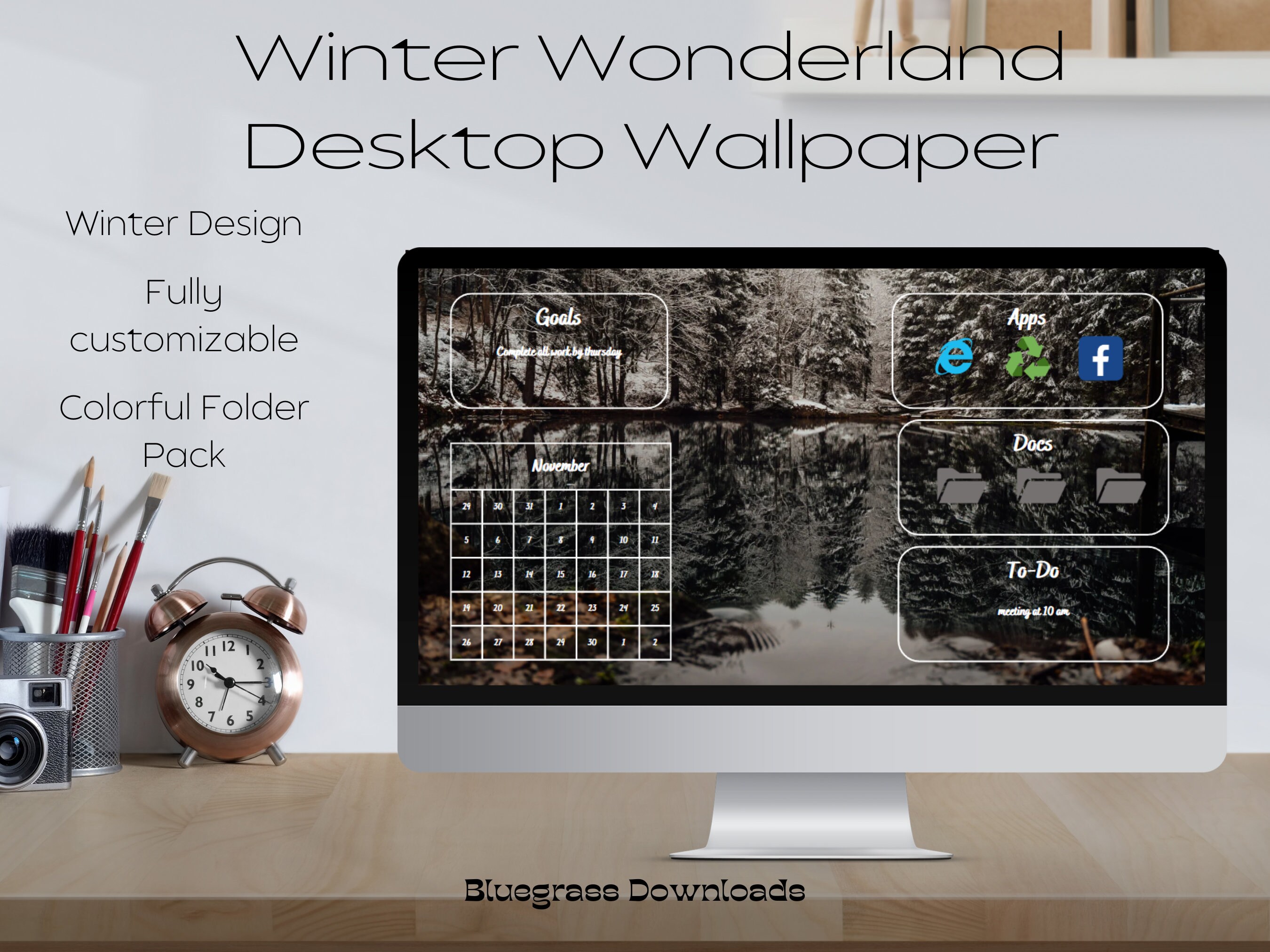 Winter Wonderland Desktop Wallpaper Organization - Computer Background ...