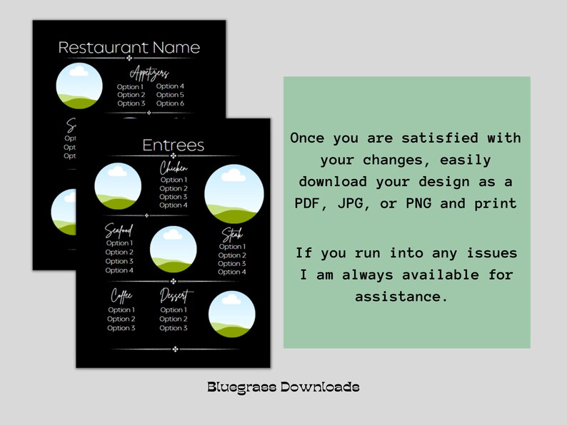Black Restaurant Menu Template - Editable Menu Template - Digital Menu ...