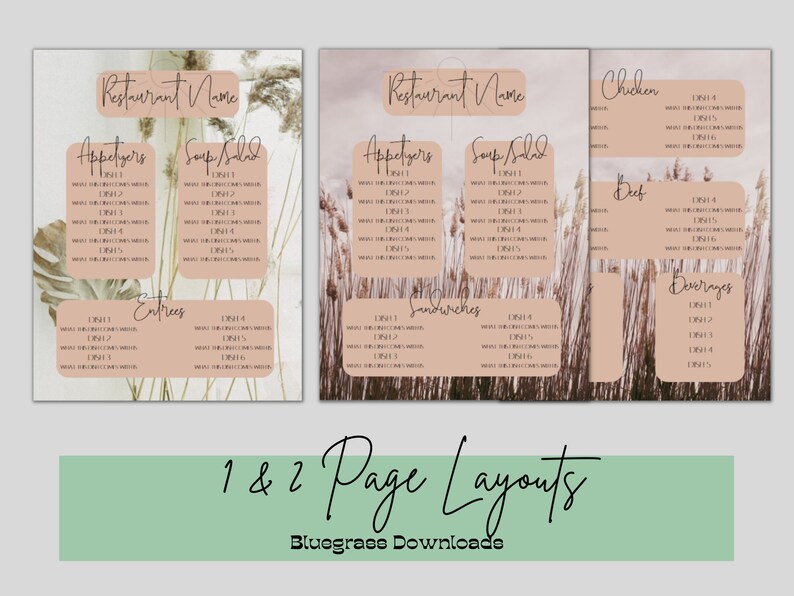 Boho Restaurant Menu Template Editable Menu Template - Etsy