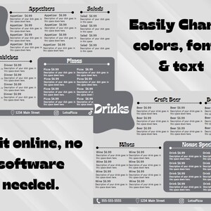 Restaurant Menu Template - Editable Menu Template - Front and Back ...