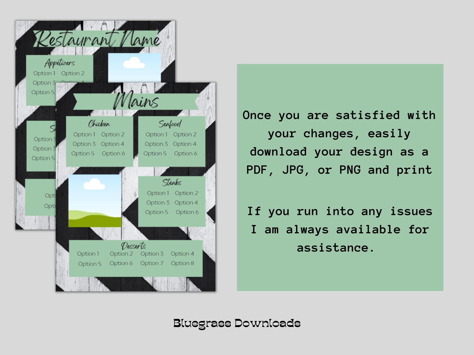 Chevron Restaurant Menu Template - Editable Menu Template - Digital ...