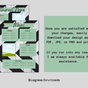 Chevron Restaurant Menu Template - Editable Menu Template - Digital ...