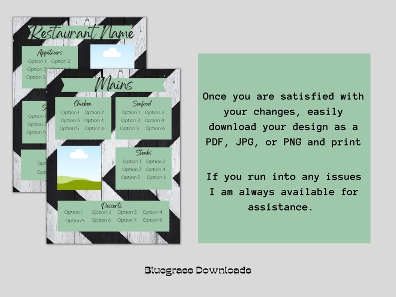 Chevron Restaurant Menu Template - Editable Menu Template - Digital ...