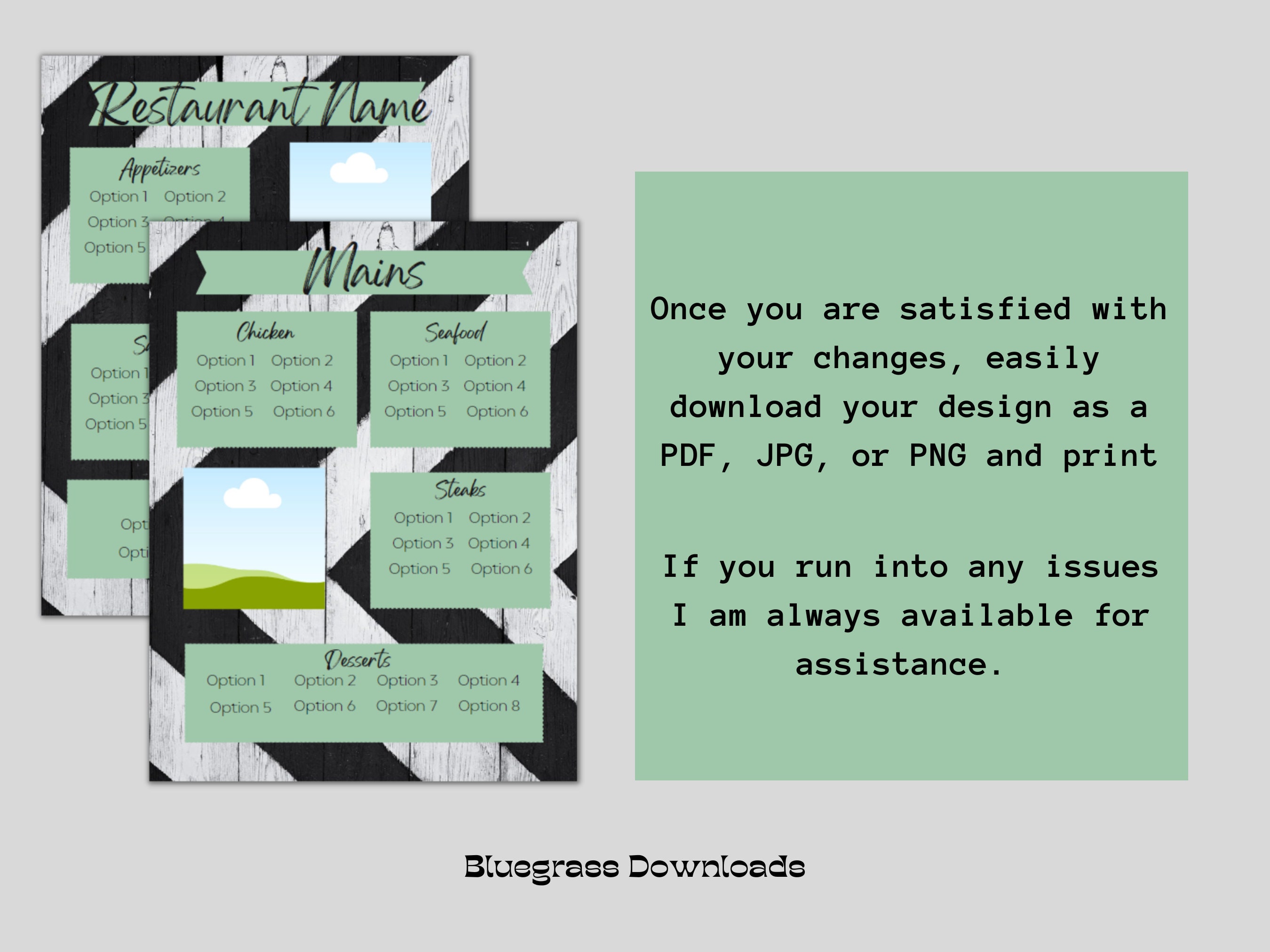 Chevron Restaurant Menu Template - Editable Menu Template - Digital ...