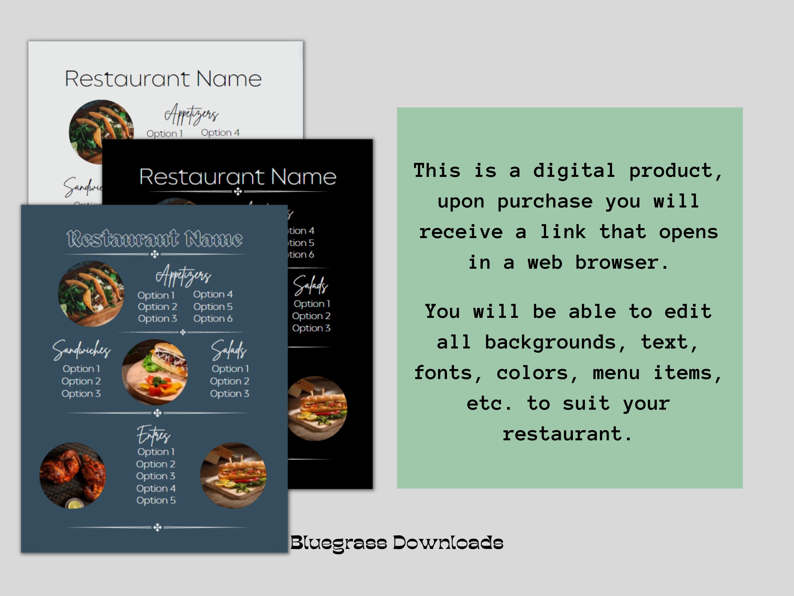 Black Restaurant Menu Template - Editable Menu Template - Digital Menu ...