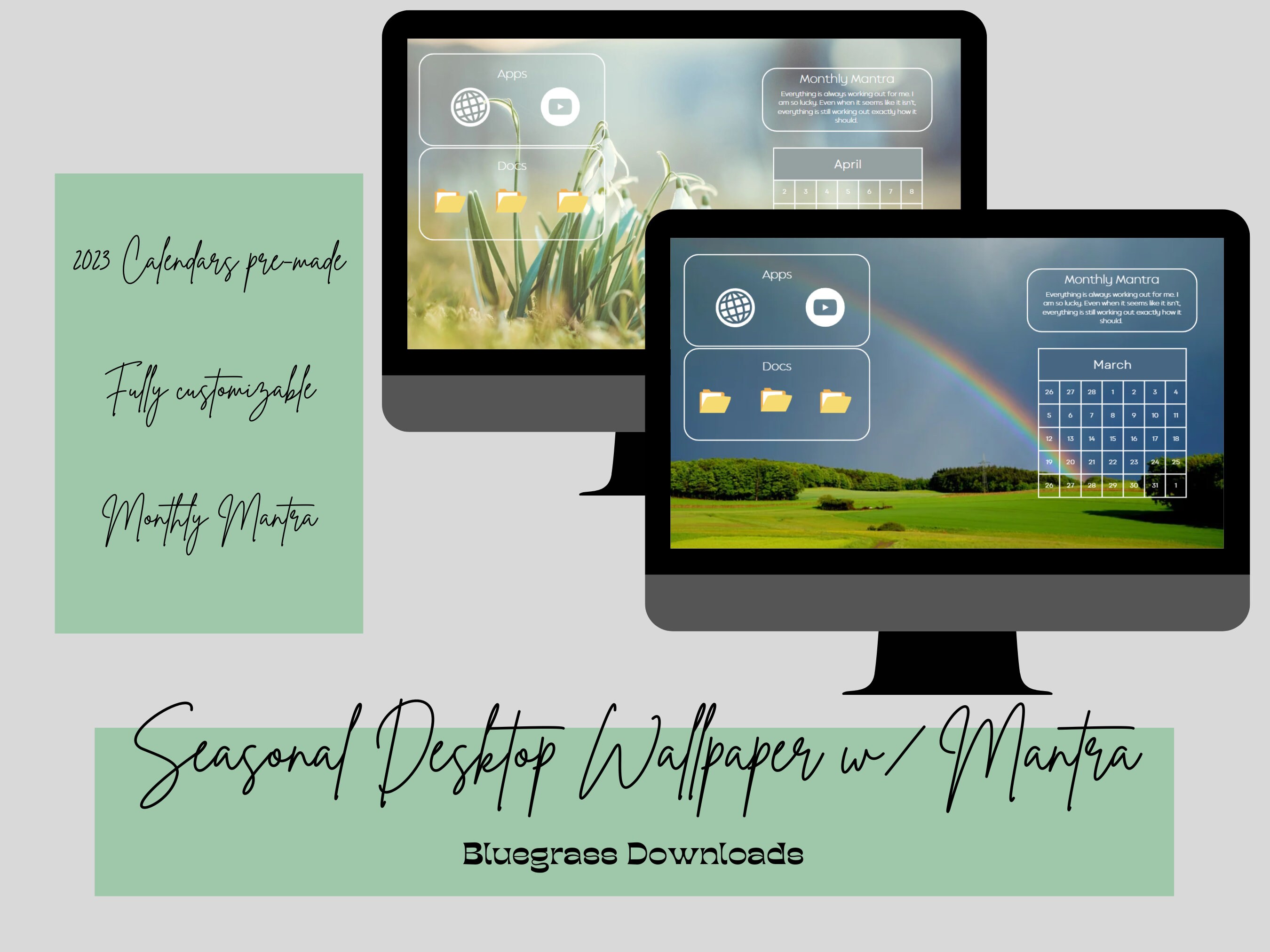 Seasonal Desktop Wallpaper - Monthly Mantra and Calendar - Computer ...