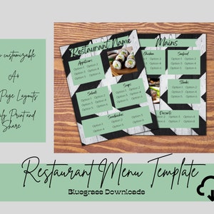 Chevron Restaurant Menu Template - Editable Menu Template - Digital ...