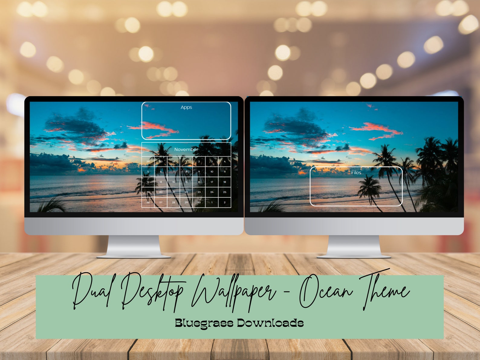 Dual Desktop Wallpaper - Ocean Theme Computer Background - Dual Desktop ...