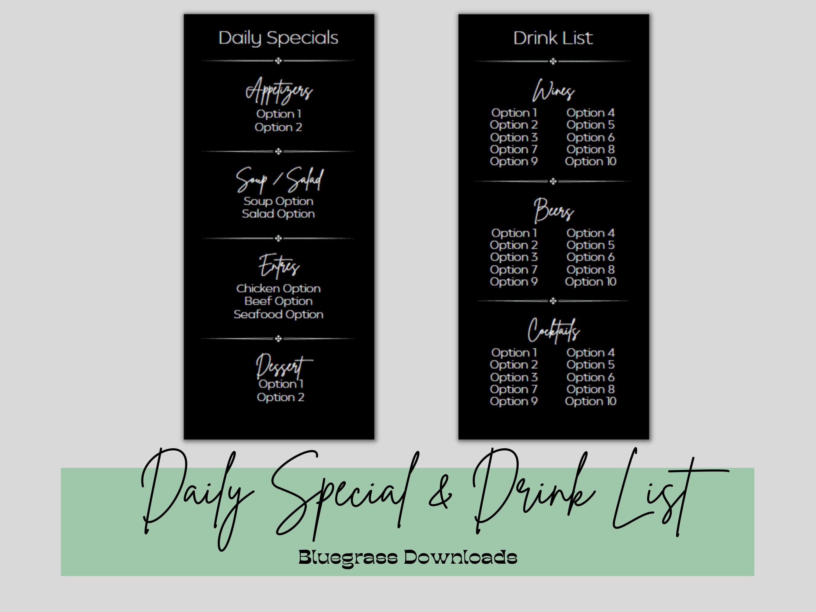 Classic Restaurant Menu Template - Daily Special Menu - Drink List Menu ...