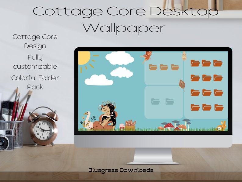 Desktop Wallpaper Organization - Cottage Core Editable Wallpaper for ...