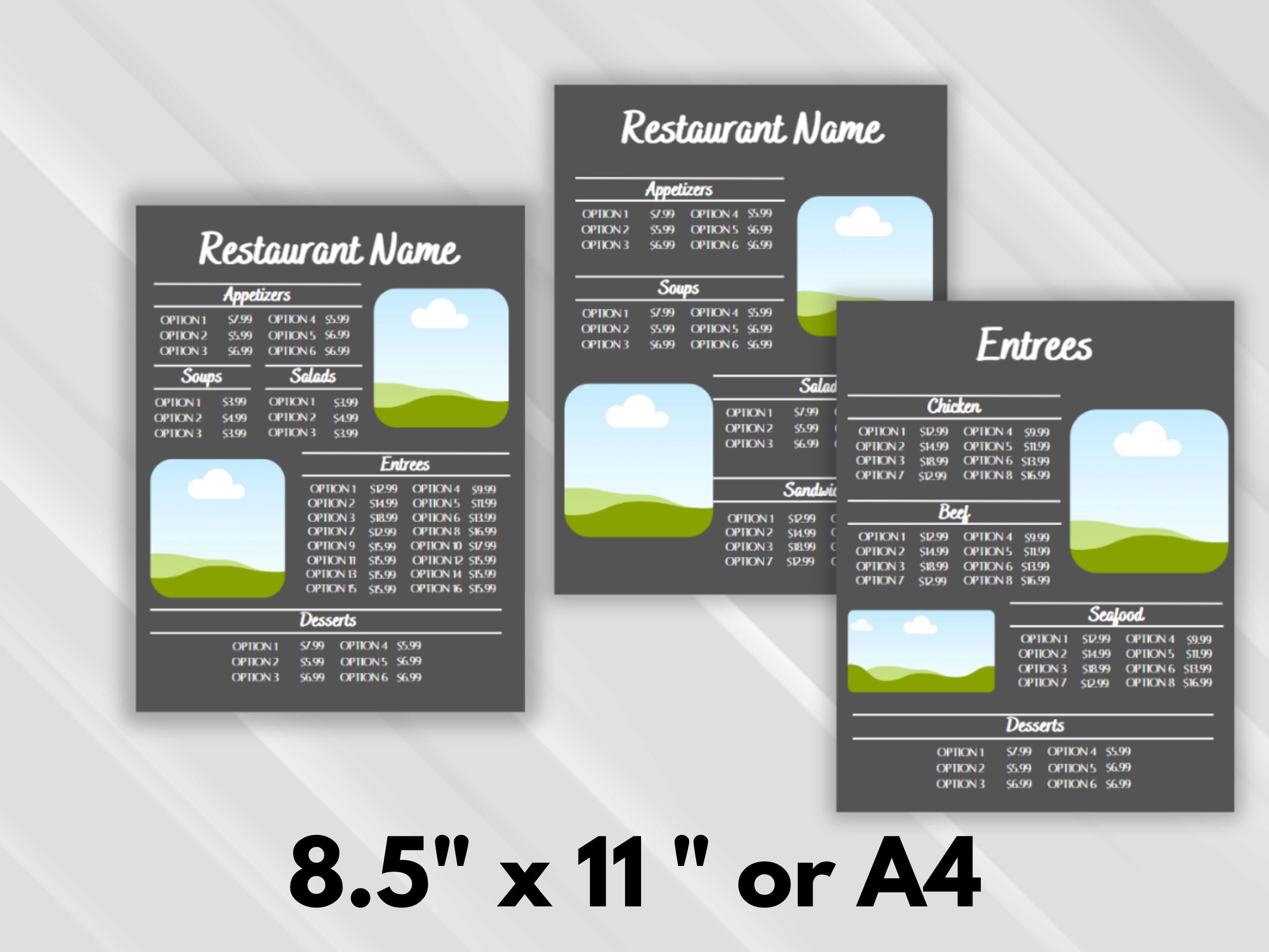 Restaurant Menu Template - Customizable Menu Template - Sleek & Modern ...