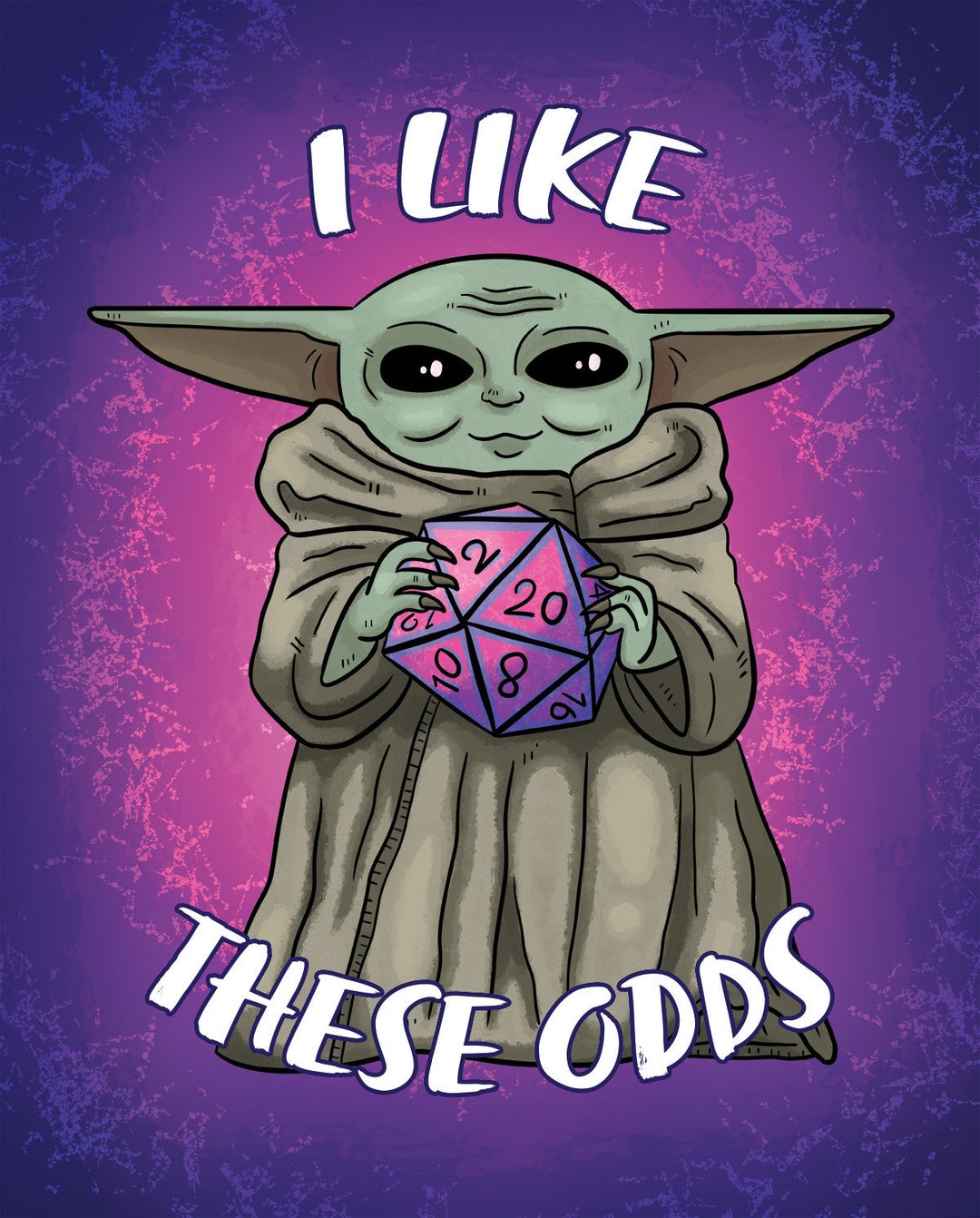Bebé Yoda dados impresión / DnD arte impresión / D20 arte / Grogu arte ...
