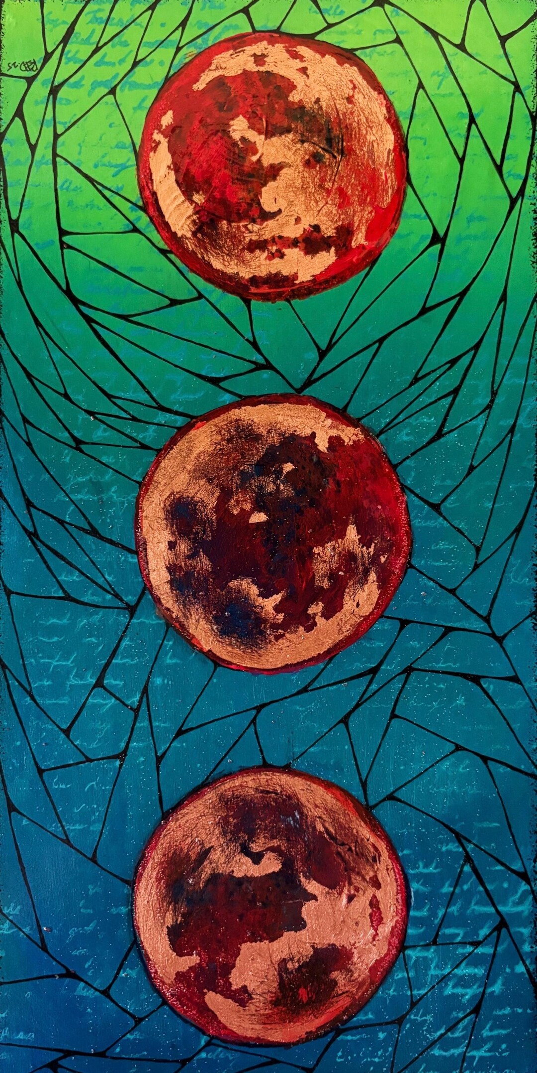 Original Mixed Media Collage: Abstract Red Moons - Etsy