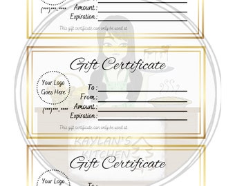 Basic Gift Certificate Template - Etsy