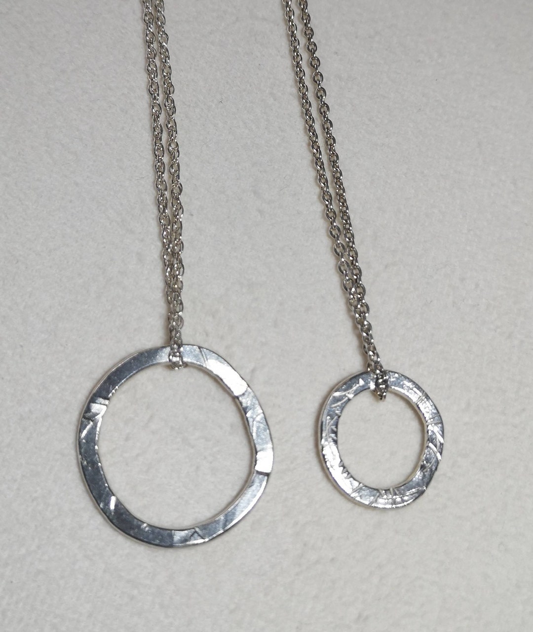 Forever, Collar de plata de ley hecho a mano, círculo de plata, cadena de plata de ley, pieza ...