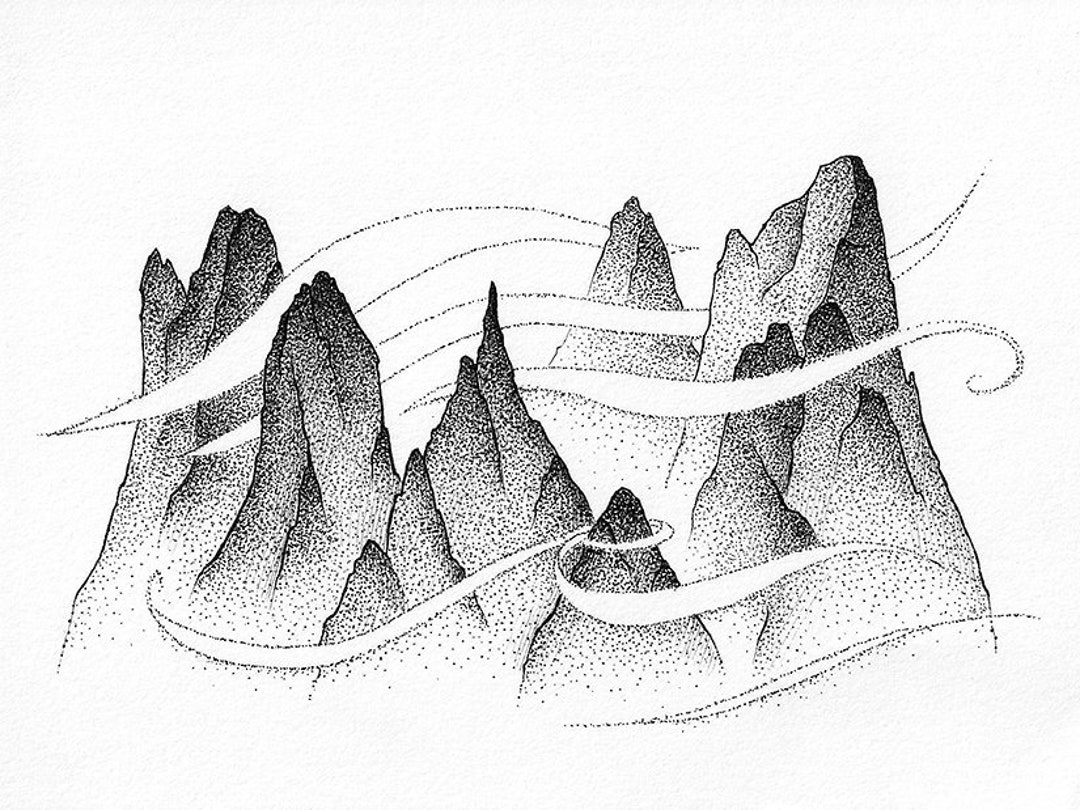Misty Mountains | Original Ink Pen Illustration - Etsy